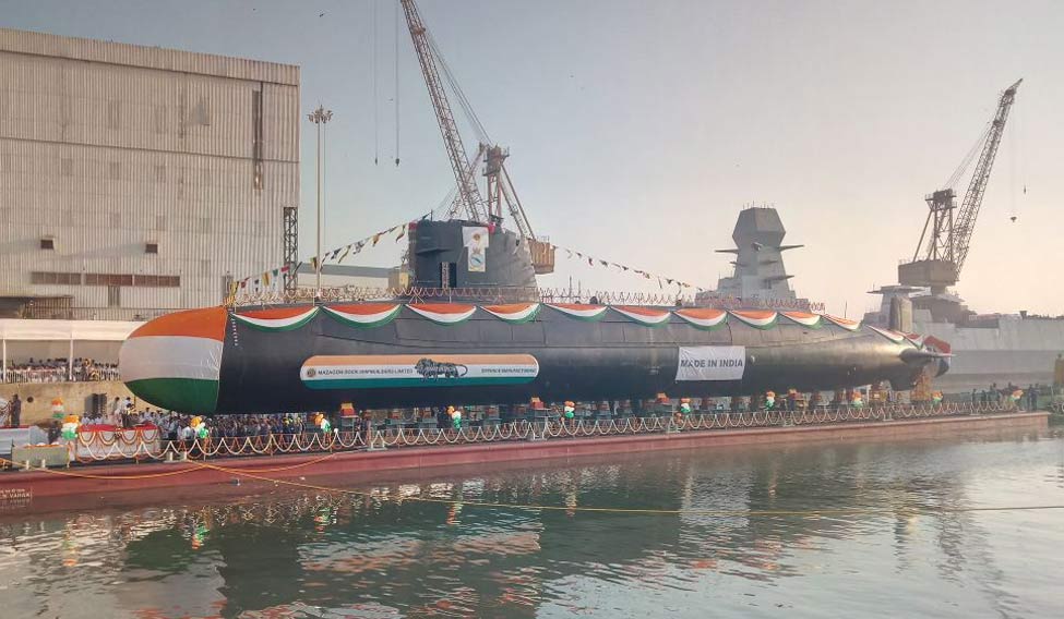 Navy launches third Scorpene-class submarine Karanj