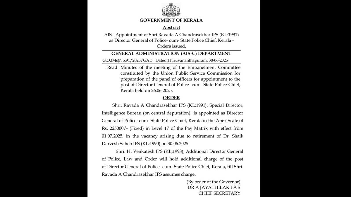 Who is Ravada A. Chandrasekhar, the new Kerala police chief?- The Week