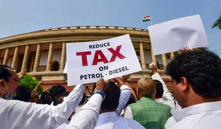 Opposition parties protest against GST hike, raise slogans against govt ...