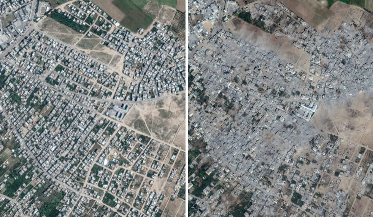 Before and after images of Gaza Strip as Israeli air raids pummel ...