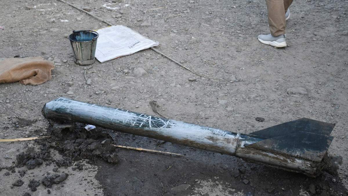 Crude heavy rockets with explosive warheads and fins dig craters in ...