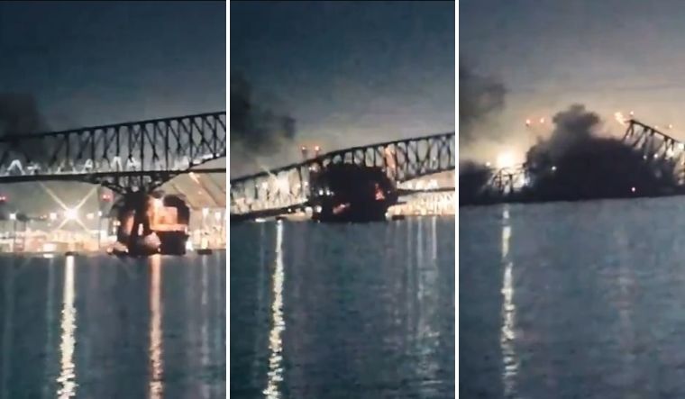 Shocking video captures the moment Baltimore bridge collapses after ...