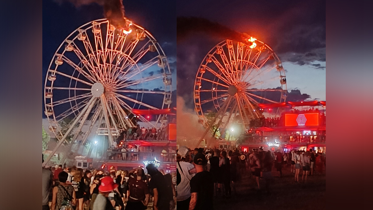Fire breaks out on a ferris wheel at Leipzig music festival in Germany ...
